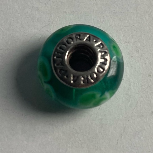 Pandora | Jewelry | Pandora Teal Green Flower Floral Murano Glass Bead ...